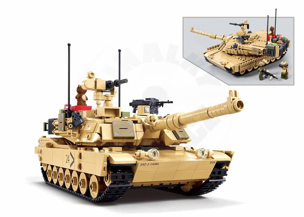 Sluban Model Bricks M38-B1365 Bitevní tank M1A2 Abrams TUSK II 2v1